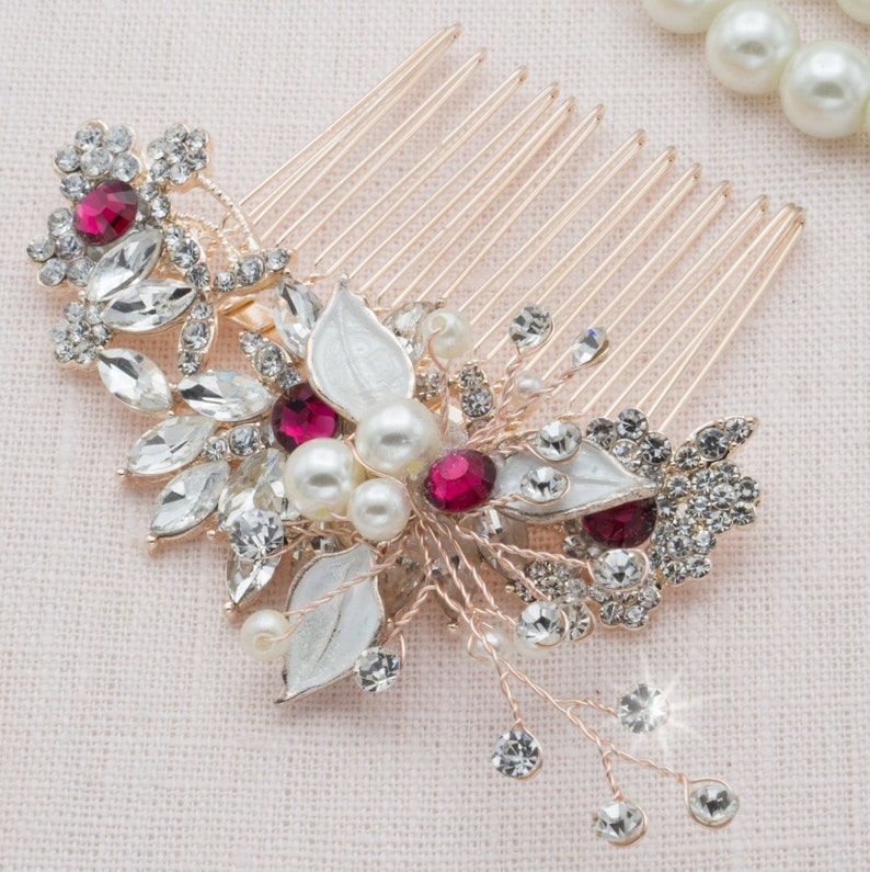 Ruby Hair Comb Ruby Headpiece Red Bridal Crown Red Rhinestone - Etsy