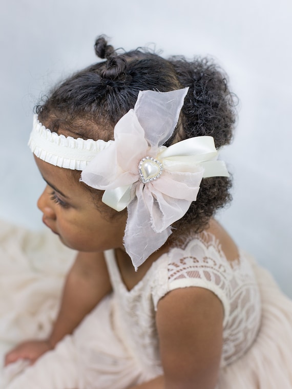 Premiere Communion Headpiece Premier Anniversaire Headband Flower Girl Hairpiece Little Girl Hair Bow Birthday Crown Flower Girl Headband Gift Etsy France