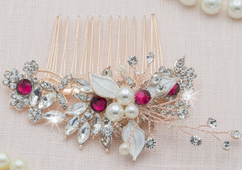 Ruby Hair Comb Ruby Headpiece Red Bridal Crown Red Rhinestone | Etsy