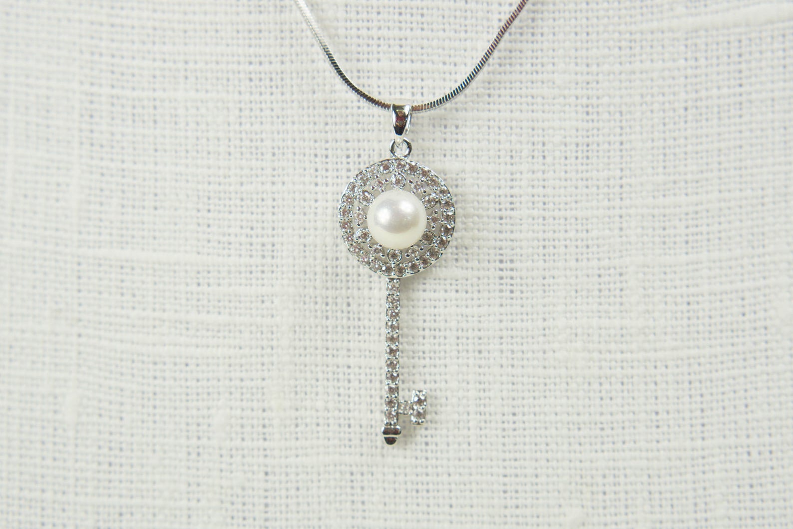 Key Locket Necklace Pearl Locket Key to My Heart Key Charm - Etsy