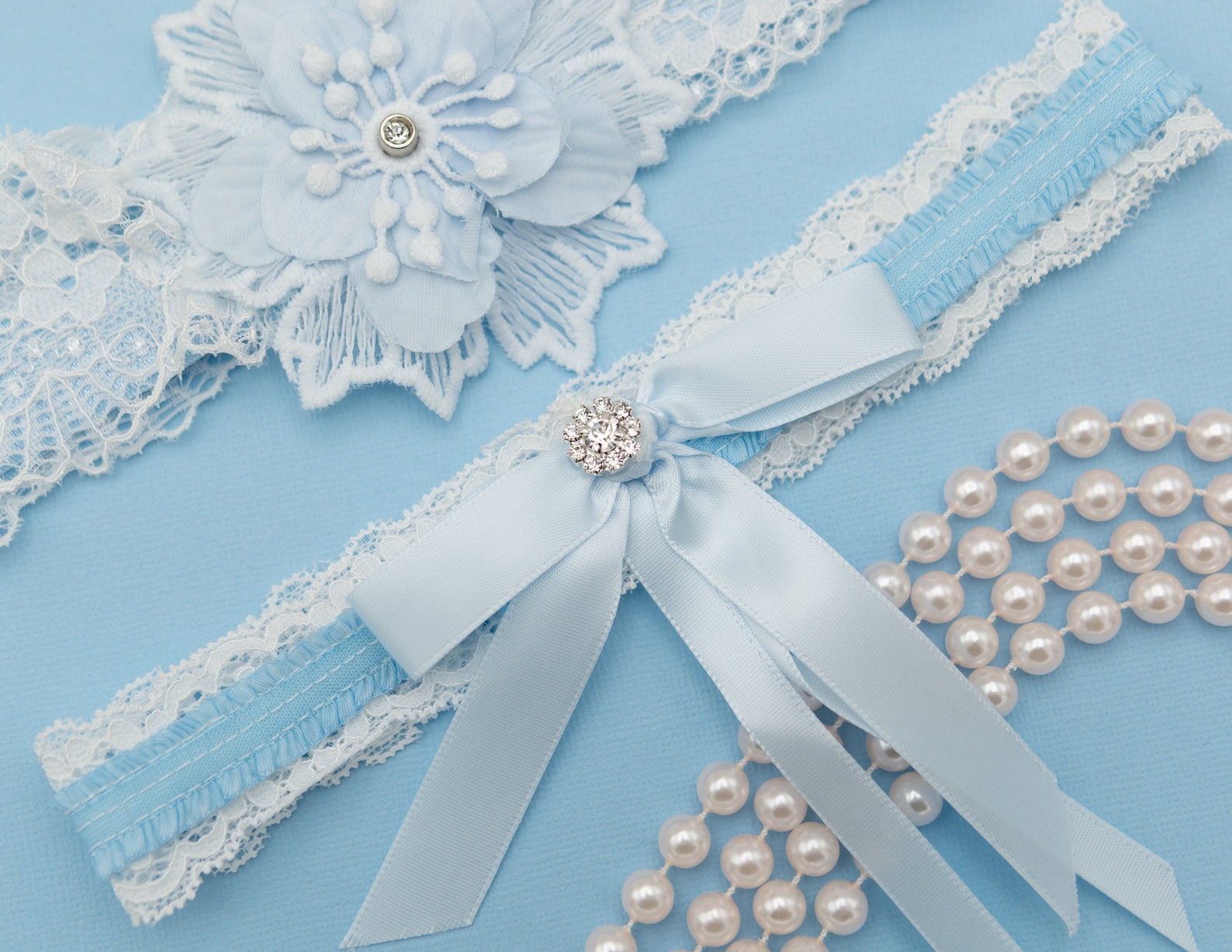 Blue garter something blue blue wedding garter blue bridal | Etsy