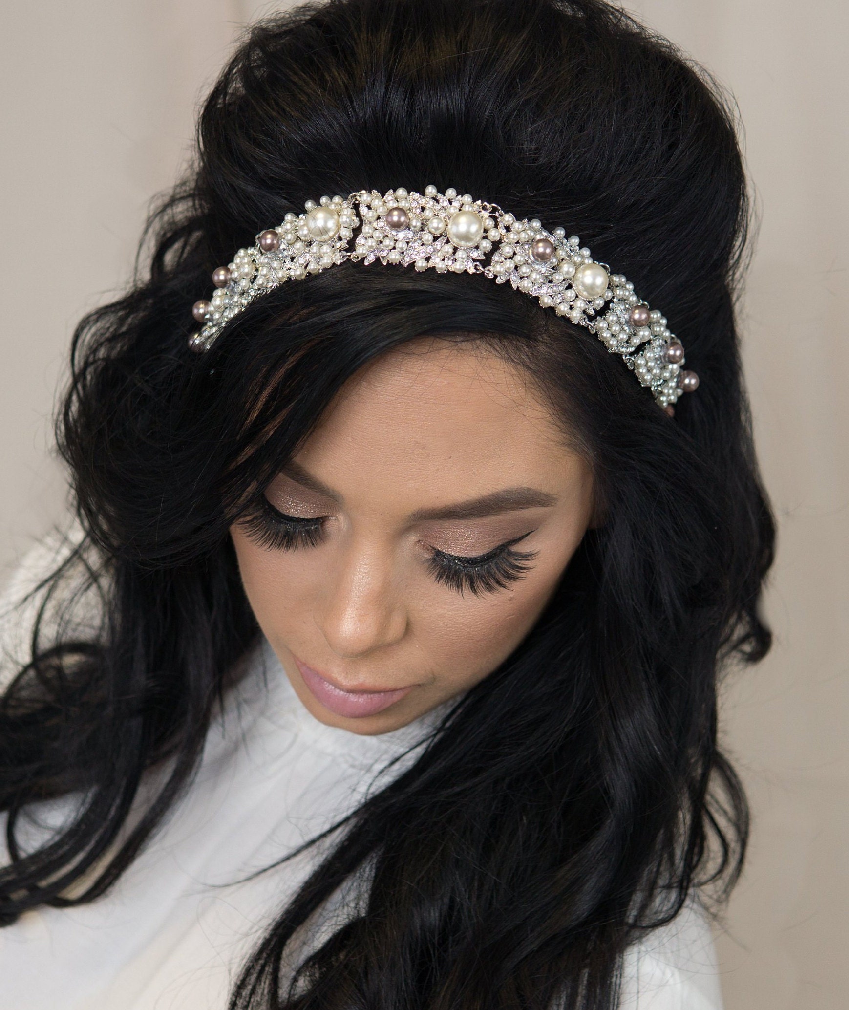 Art Deco Tiara Pearl Headband Wedding Bridal Tiara Crystal | Etsy