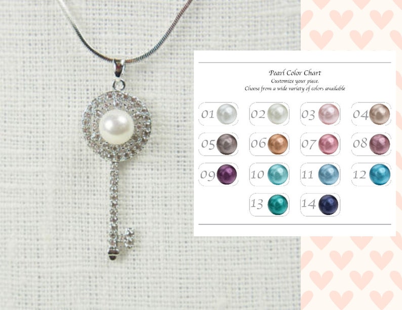 Key Locket Necklace Pearl Locket Key to My Heart Key Charm - Etsy