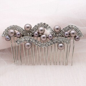 Purple Silver Hair Comb Bridesmaid Hair Accessory Custom Pearl ...