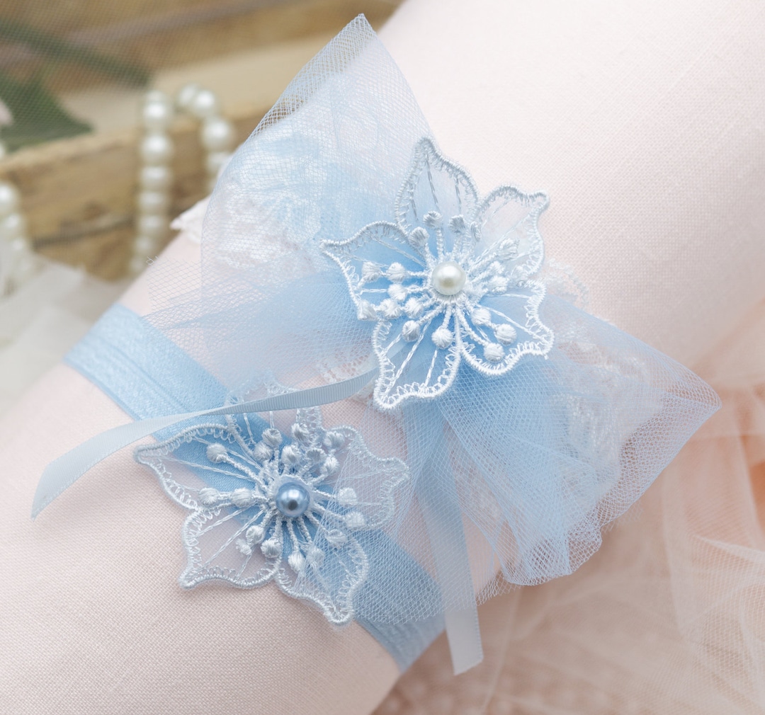 Blue Lace Garter Set, Bridal Garter Set, Wedding Garter Set, Garter Set ...