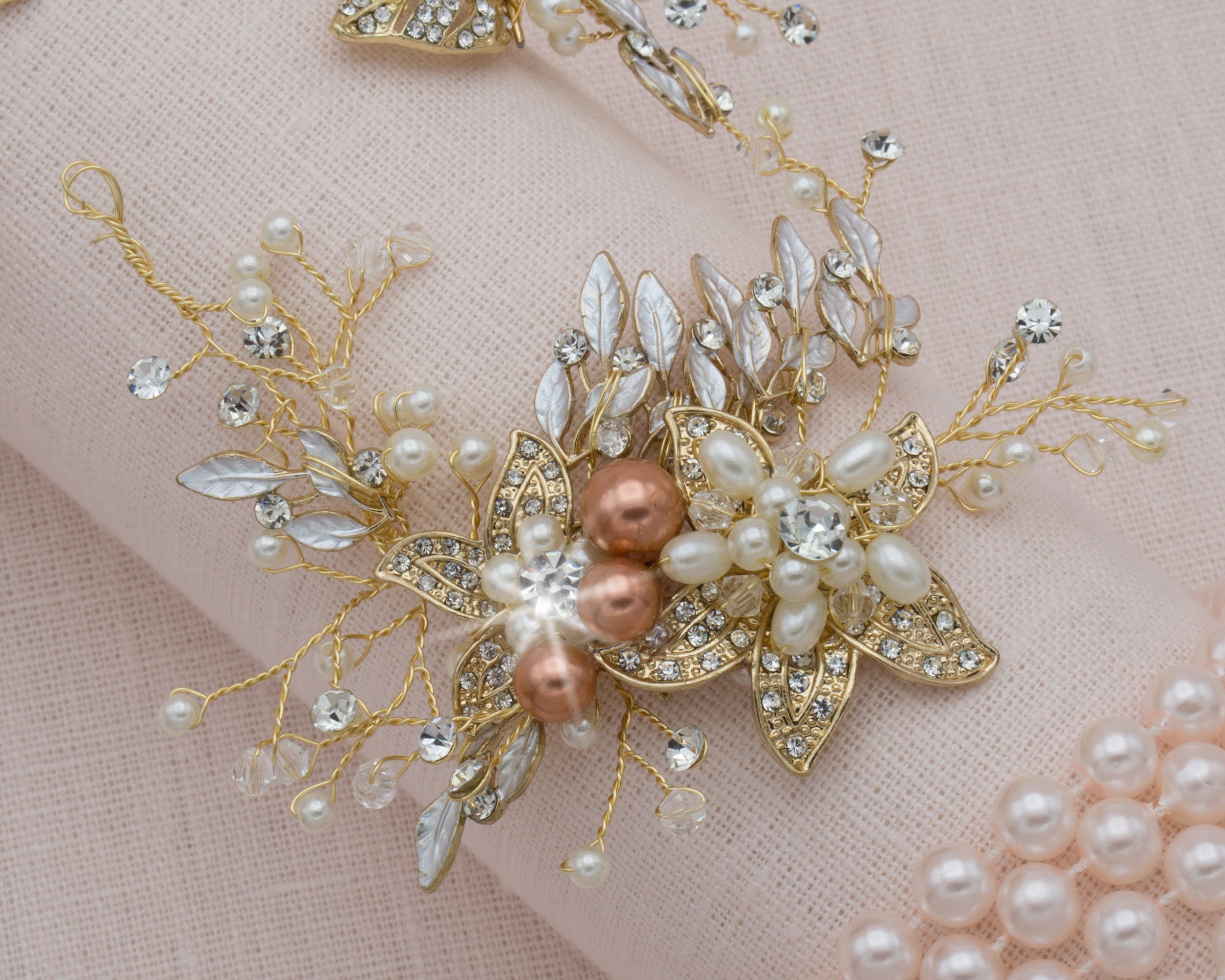 Copper Hair Vine Rust Wedding Gold Leaf Crown Copper Hair | Etsy