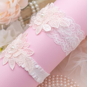 Pink Garter Belt Blush Garter Lace Wedding Garter Light Pink Garter ...