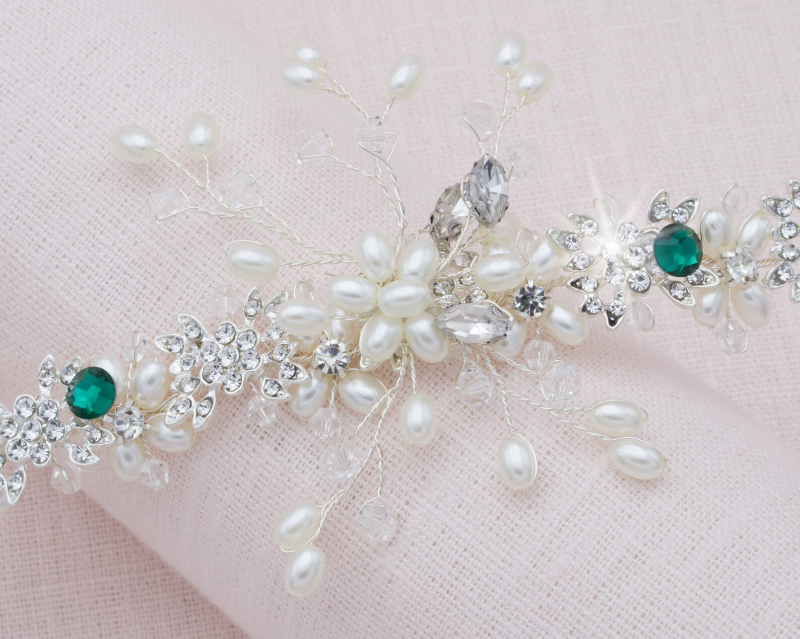 Pearl Bridal Hair Vine Forehead Jewelry Rhinestone Wedding | Etsy