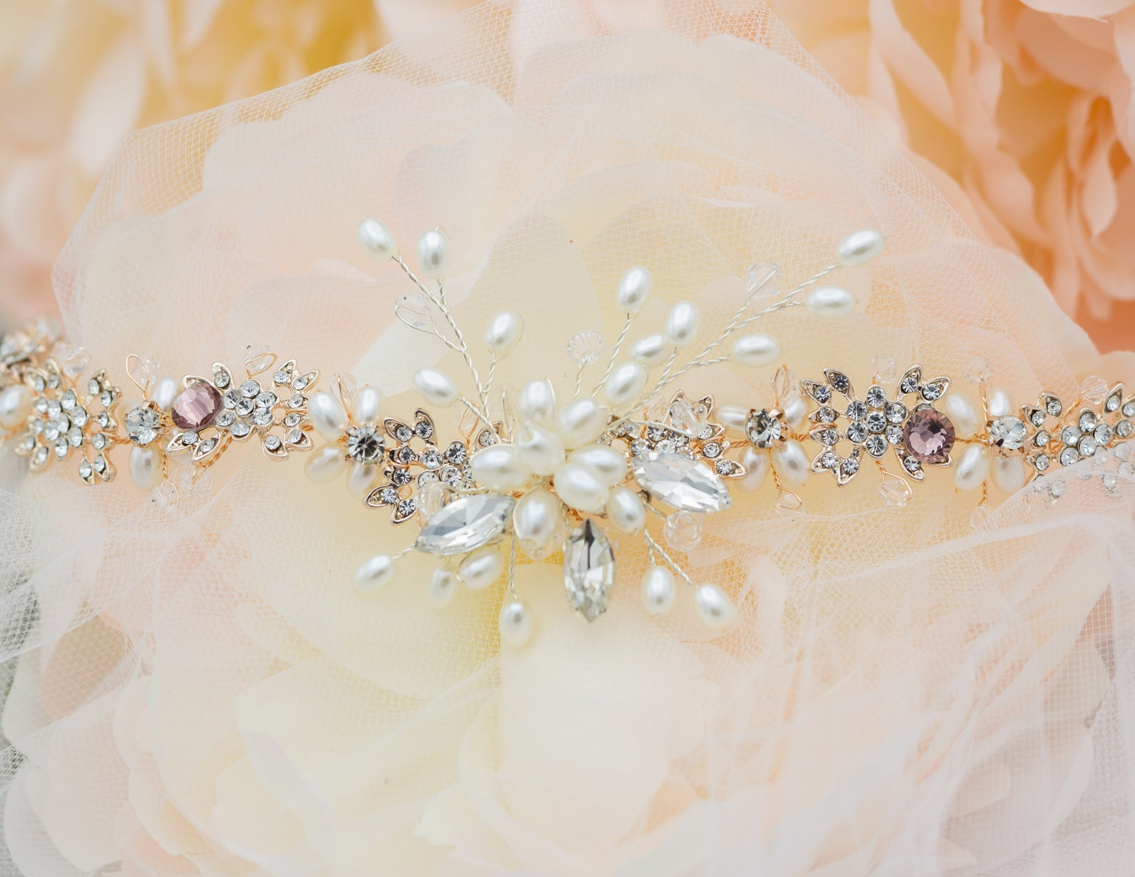 Pearl Bridal Hair Vine Forehead Jewelry Rhinestone Wedding - Etsy