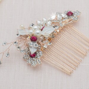 Ruby Rhinestone Bridal Hair Comb: Rose Gold Wedding Headpiece - Etsy Canada