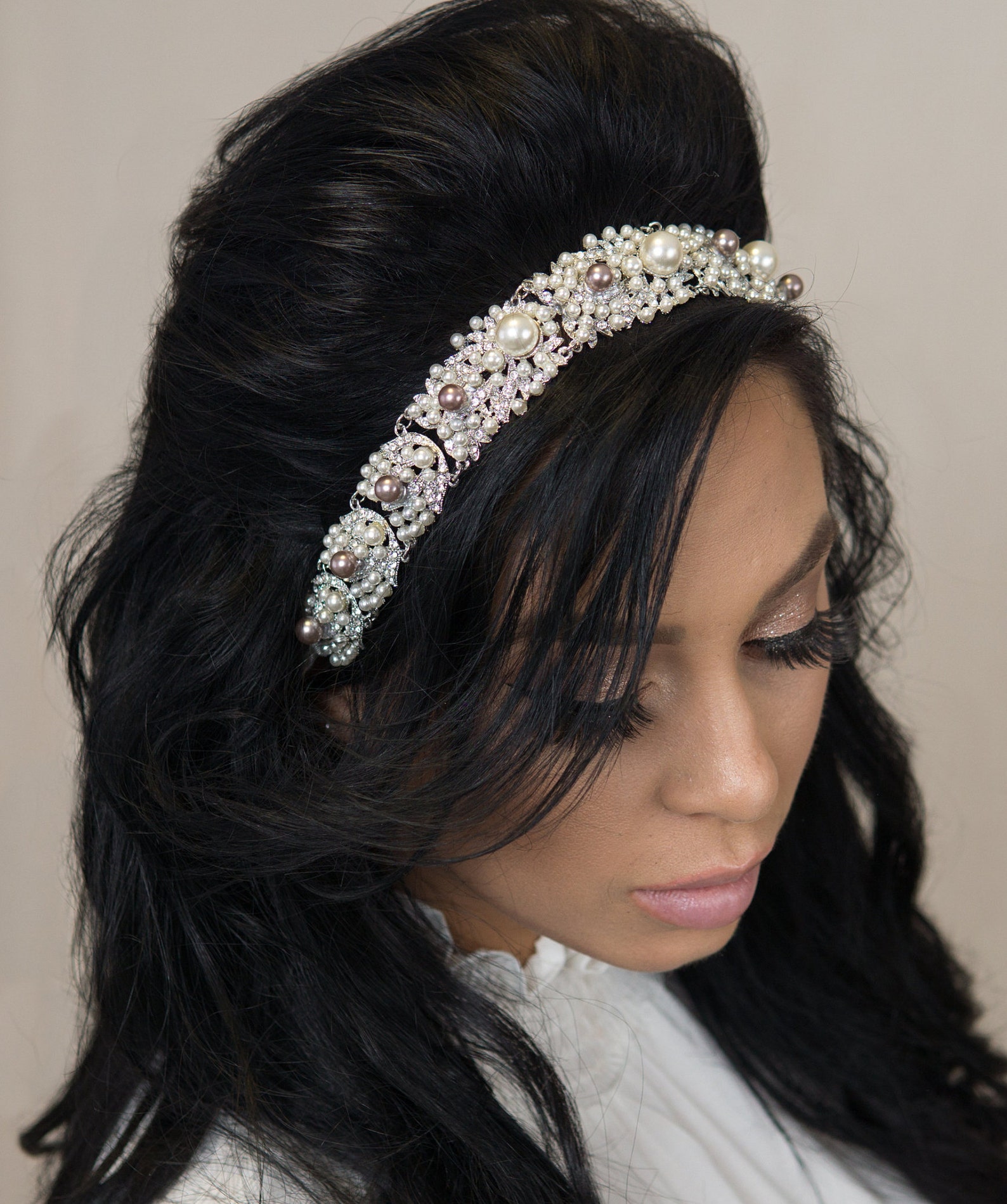 Art Deco Tiara Pearl Headband Wedding Bridal Tiara Crystal | Etsy