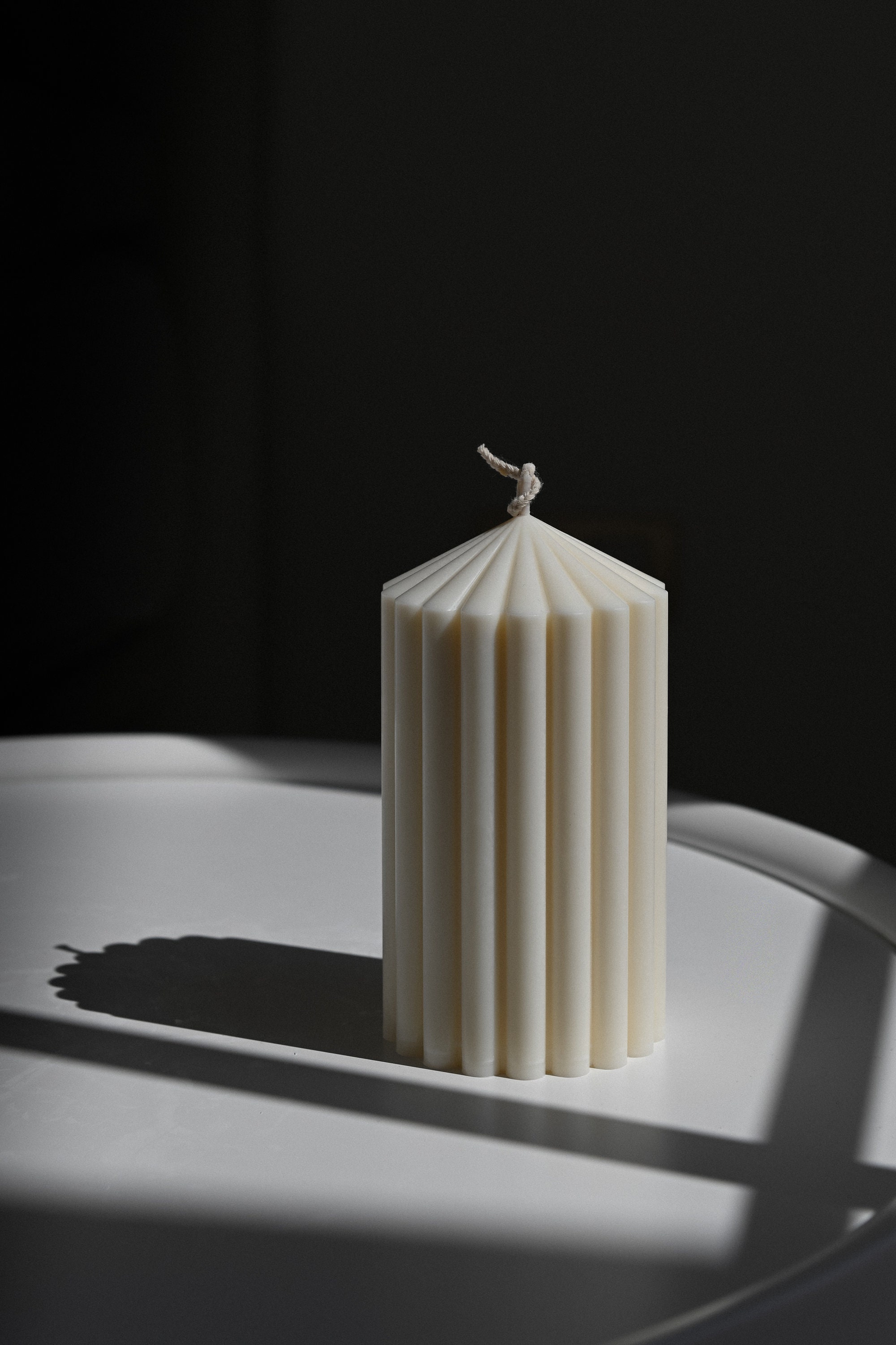 Ribbed Pillar Candle - Etsy