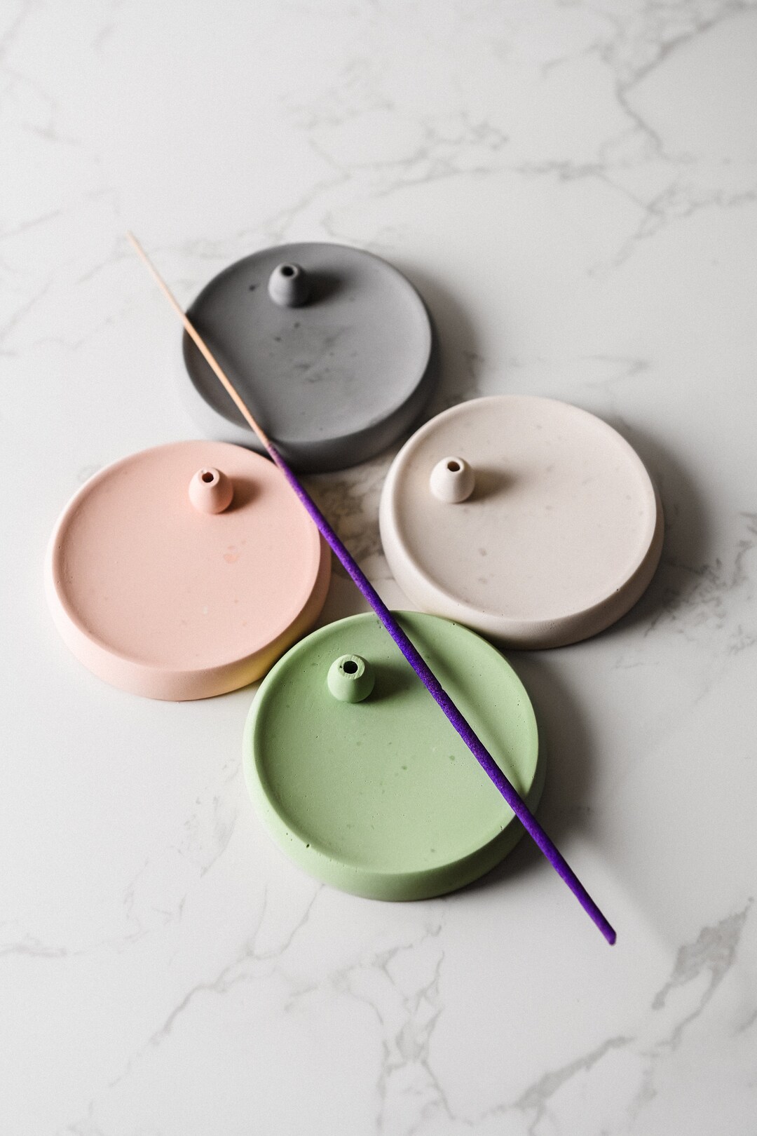 Round Stone Incense Holder. Jesmonite , Home Decor, Gift. - Etsy