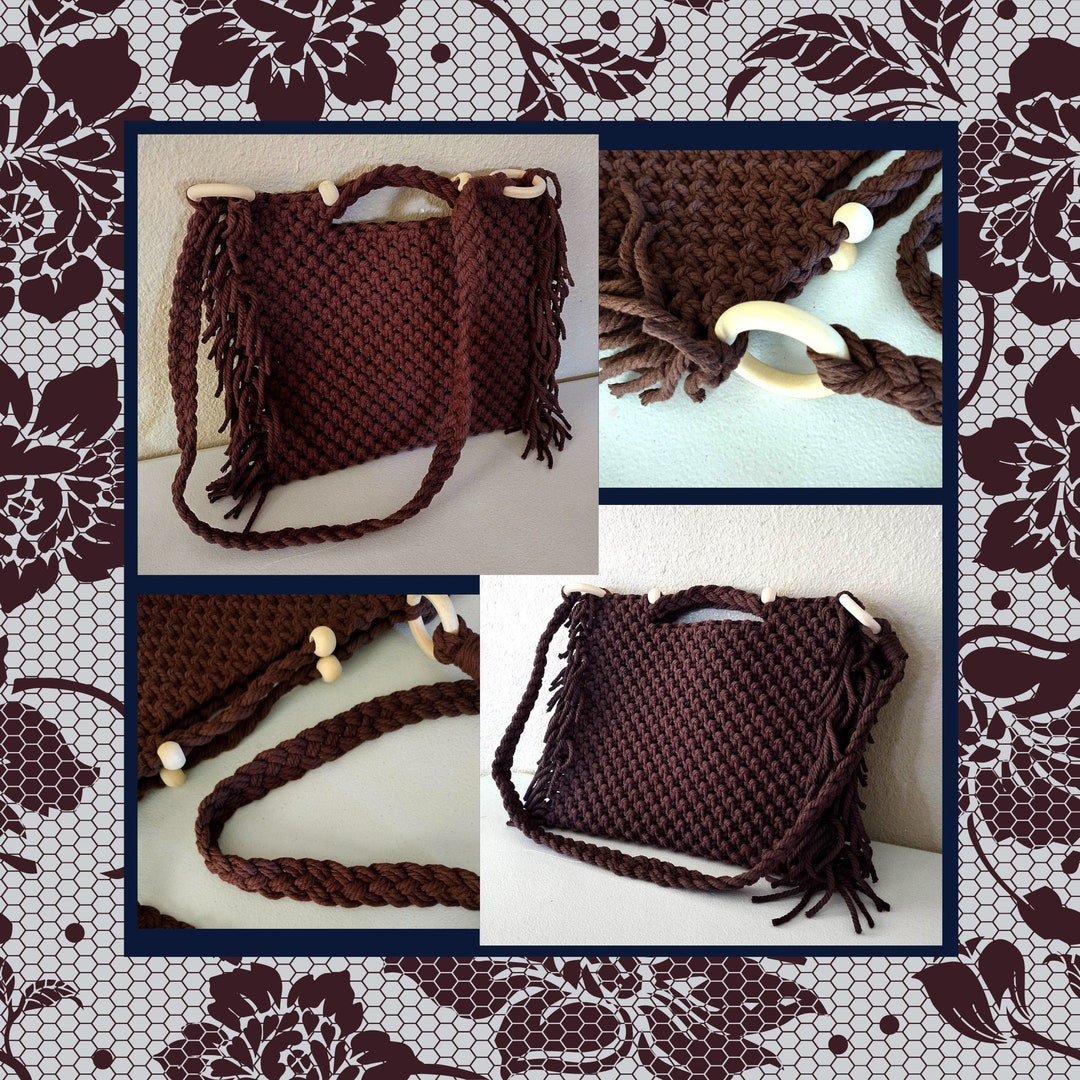 Macrame Purse, Brown Shoulder Bag, Large Purse, Bohemian Style Bag ...