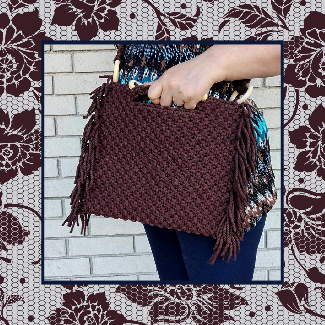 Macrame Purse Brown Shoulder Bag Large Purse Bohemian Style - Etsy