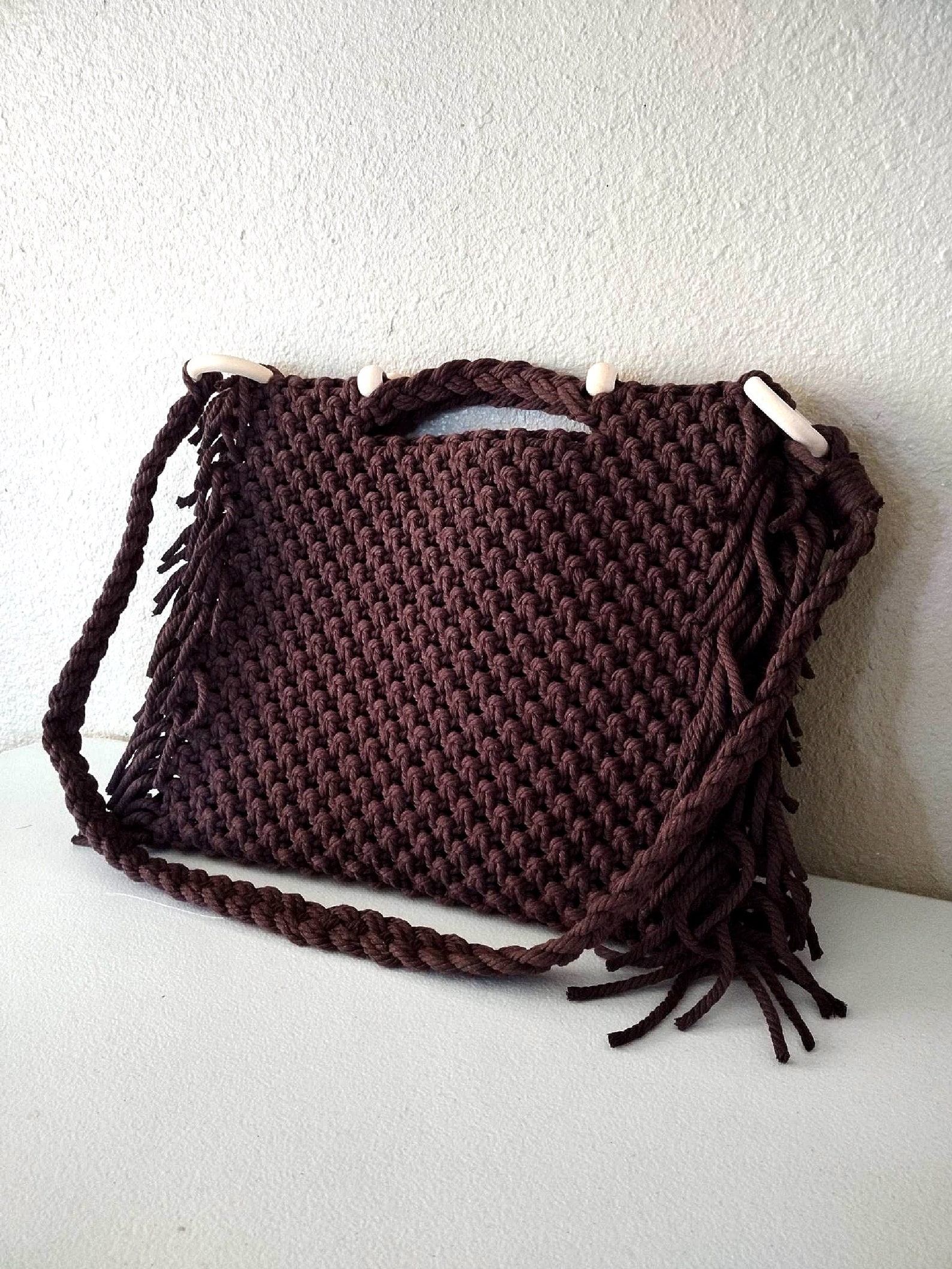 Macrame Purse, Brown Shoulder Bag, Large Purse, Bohemian Style Bag ...