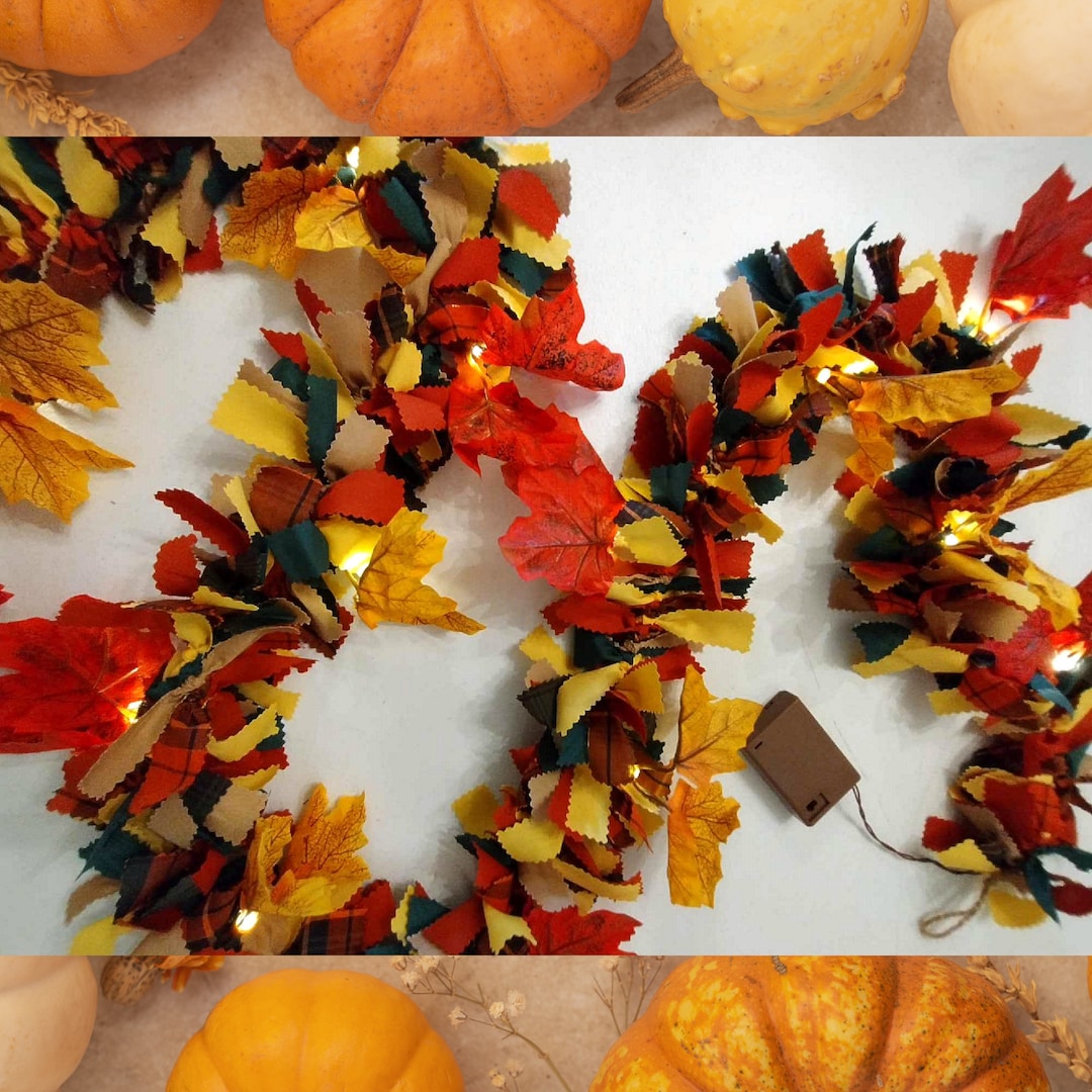 Fall Leaf Garland With LED Lights: 10ft Thanksgiving Bunting - Etsy