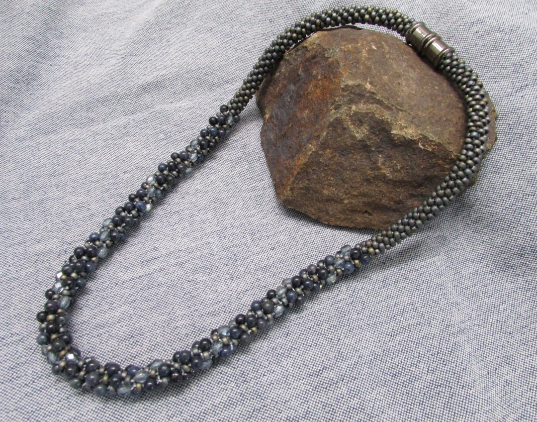 Blue Dumorite Kumihimo Necklace - Etsy