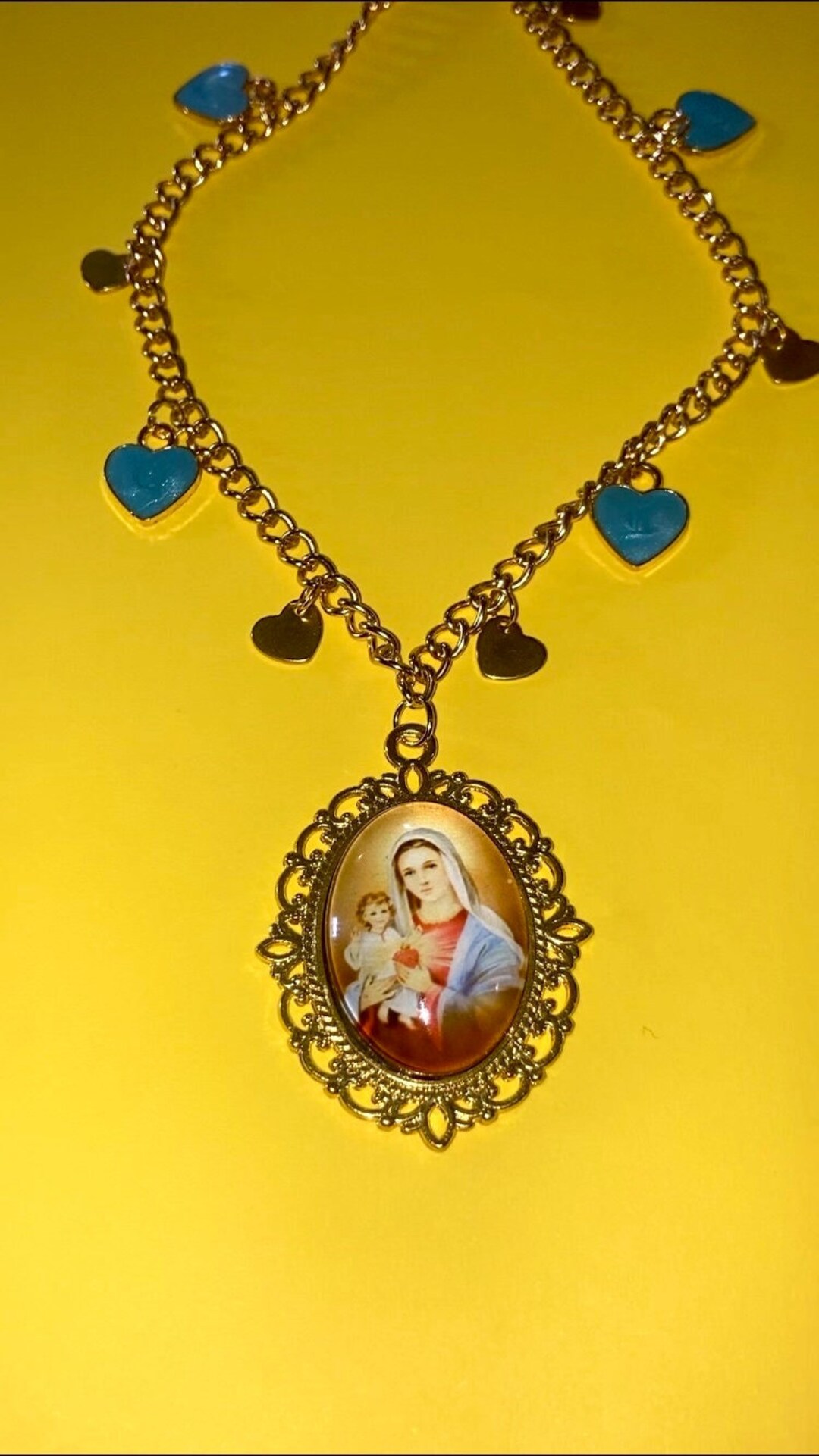 St Mary Necklace L Virgin Mary Necklace L Lady of Guadalupe Necklace L ...