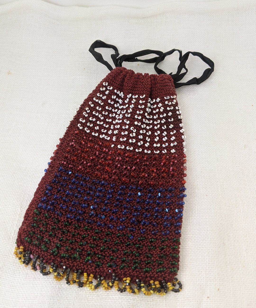 Vintage 1920s Flapper Knit Drawstring Beaded Purse - Etsy