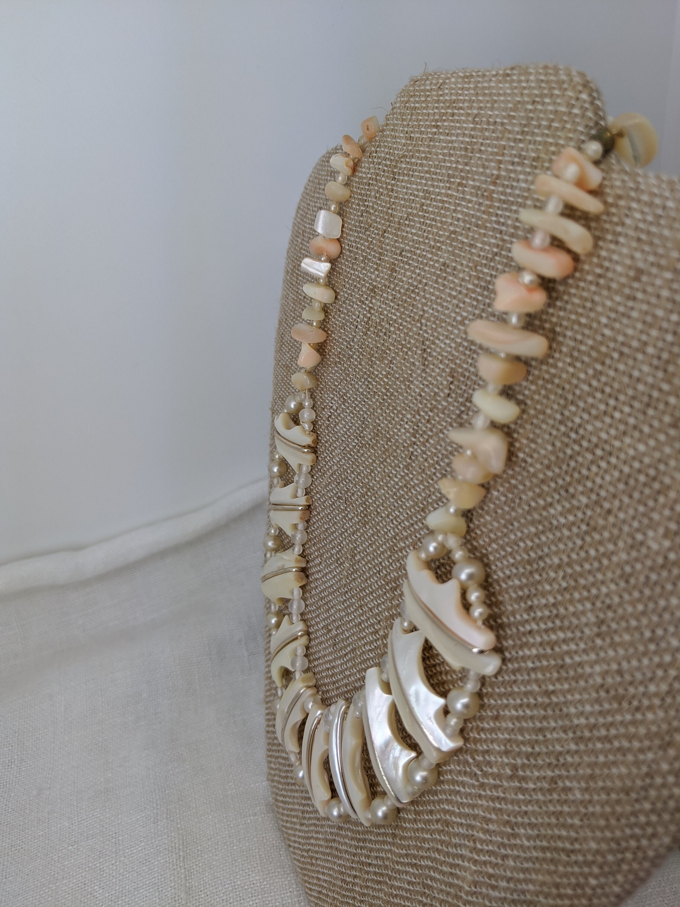 Vintage Carved Shell Statement Necklace Summer Travel - Etsy UK