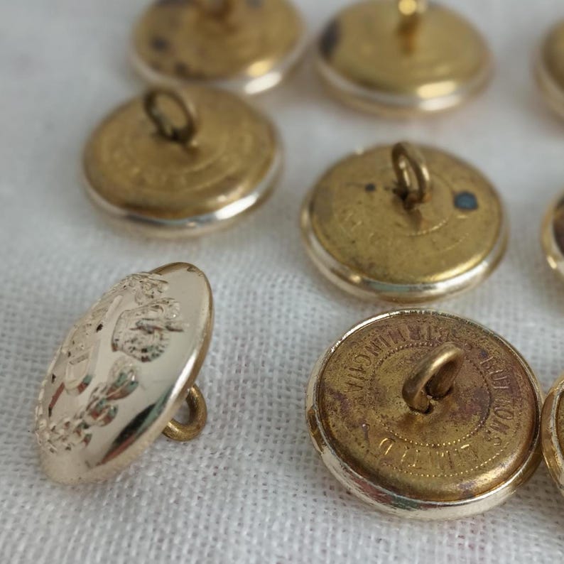 Set of 12—british Military Brass 1" Coat Button: Queen Elizabeth Crown ...
