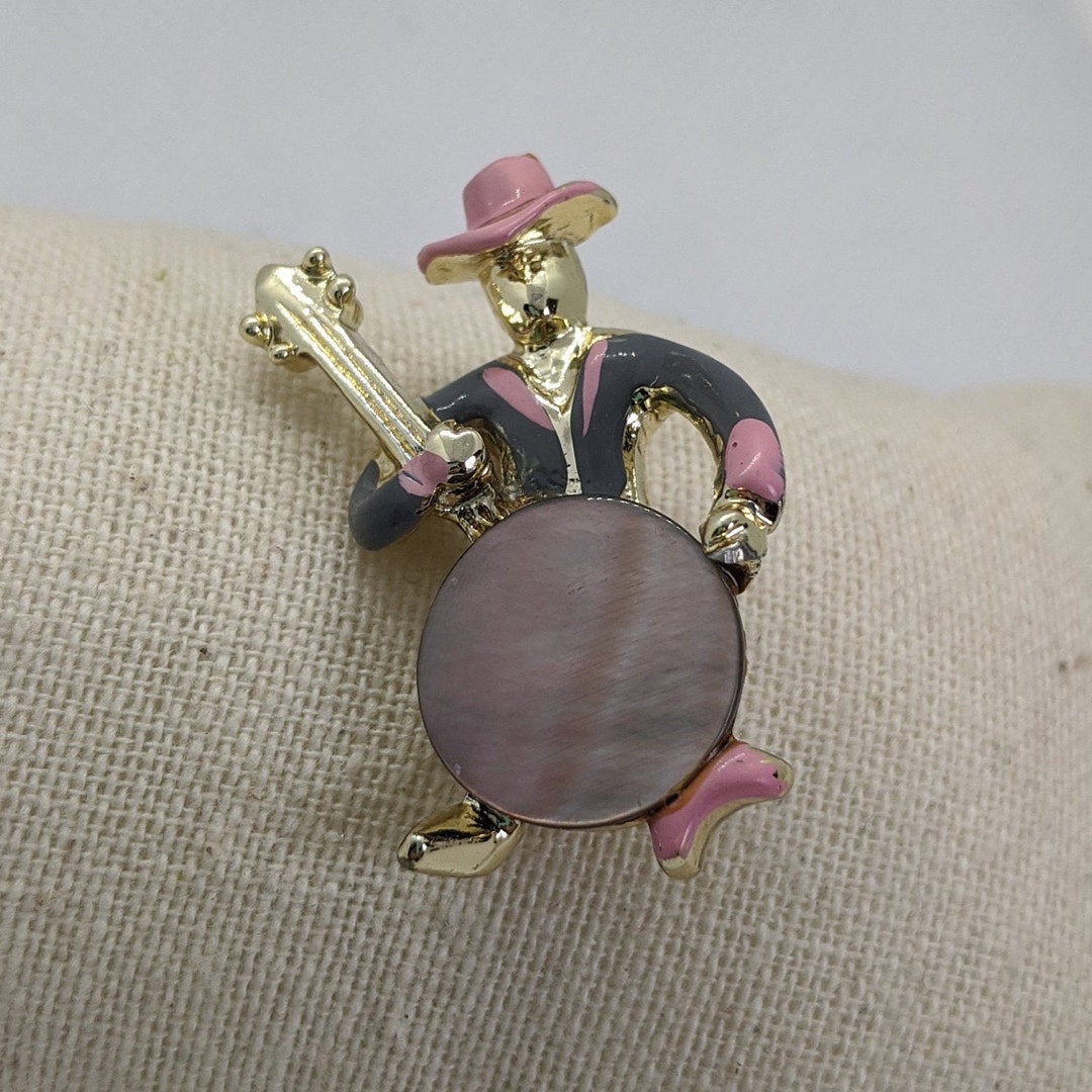 Retro 1950s Vintage Western Cowboy With Mother of Pearl Banjo Brooch - Etsy