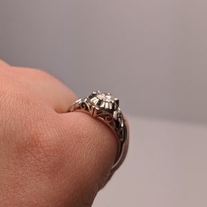 Edwardian Style 18k Engagement Ring With E-F Color .47ct Diamond ...