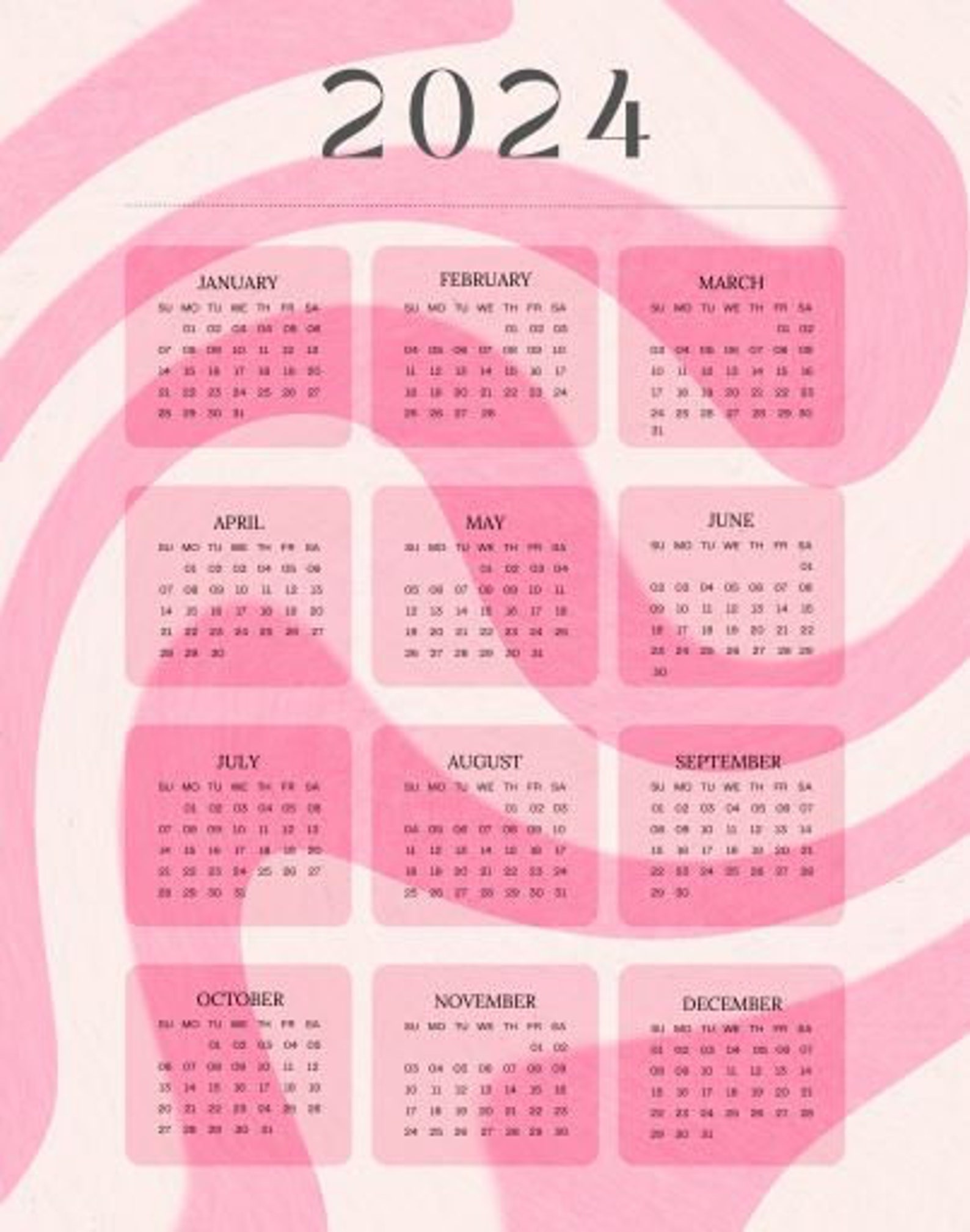 Digital 2024 Calendar Printable, Financial Tracker, Goal Setting ...