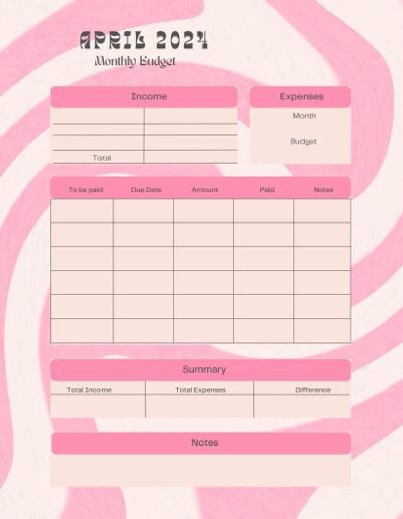 Digital 2024 Calendar Printable, Financial Tracker, Goal Setting ...