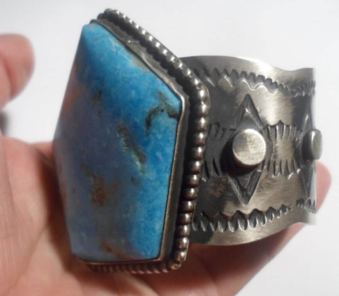 Excellent CHIMNEY BUTTE VINTAGE Navajo Vivid Blue Native American Large ...