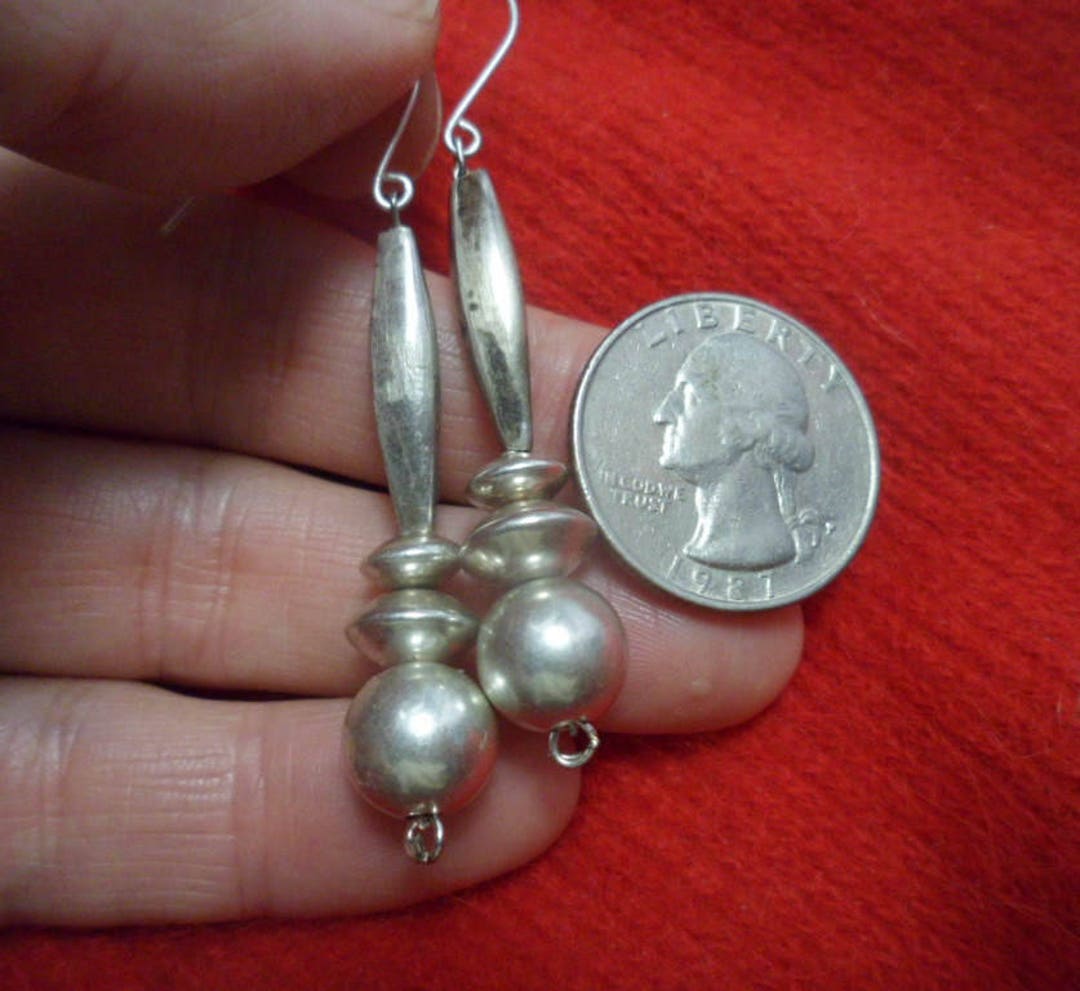 NAVAJO NATIVE AMERICAN Saucer Melon Bench Beads 925 Sterling Silver ...