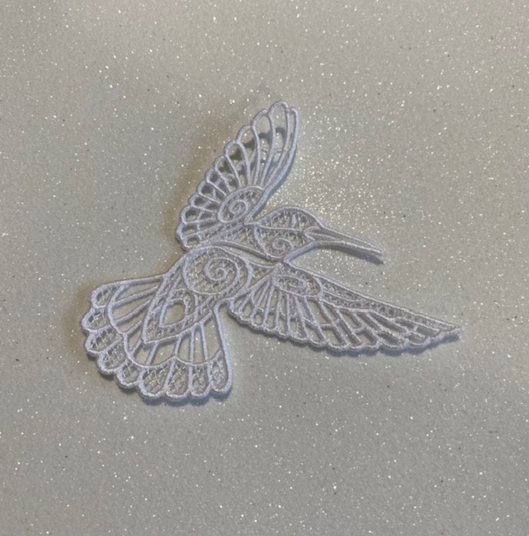 Lace Hummingbird or Oriole Ornament, Machine Embroidered, Delicate ...