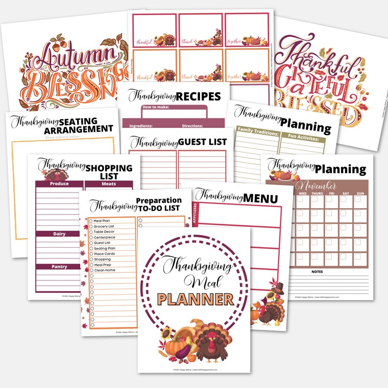 Thanksgiving Planner Printable Download, Thanksgiving Holiday Planner ...