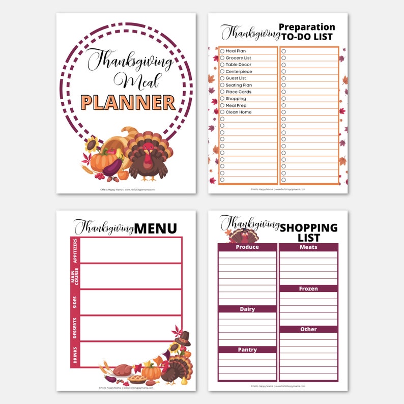 Thanksgiving Planner Printable Download, Thanksgiving Holiday Planner ...