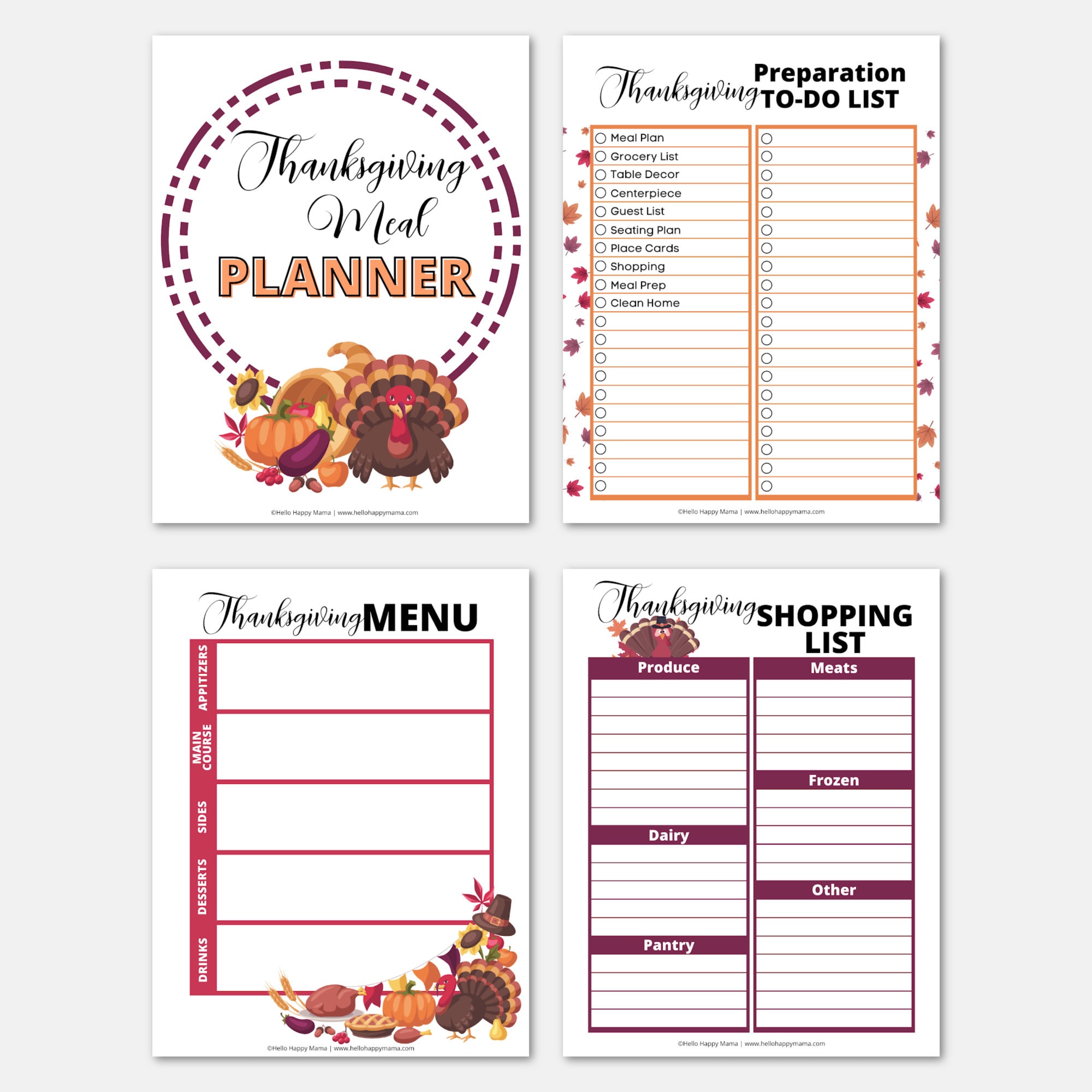 Thanksgiving Planner Printable Download, Thanksgiving Holiday Planner ...