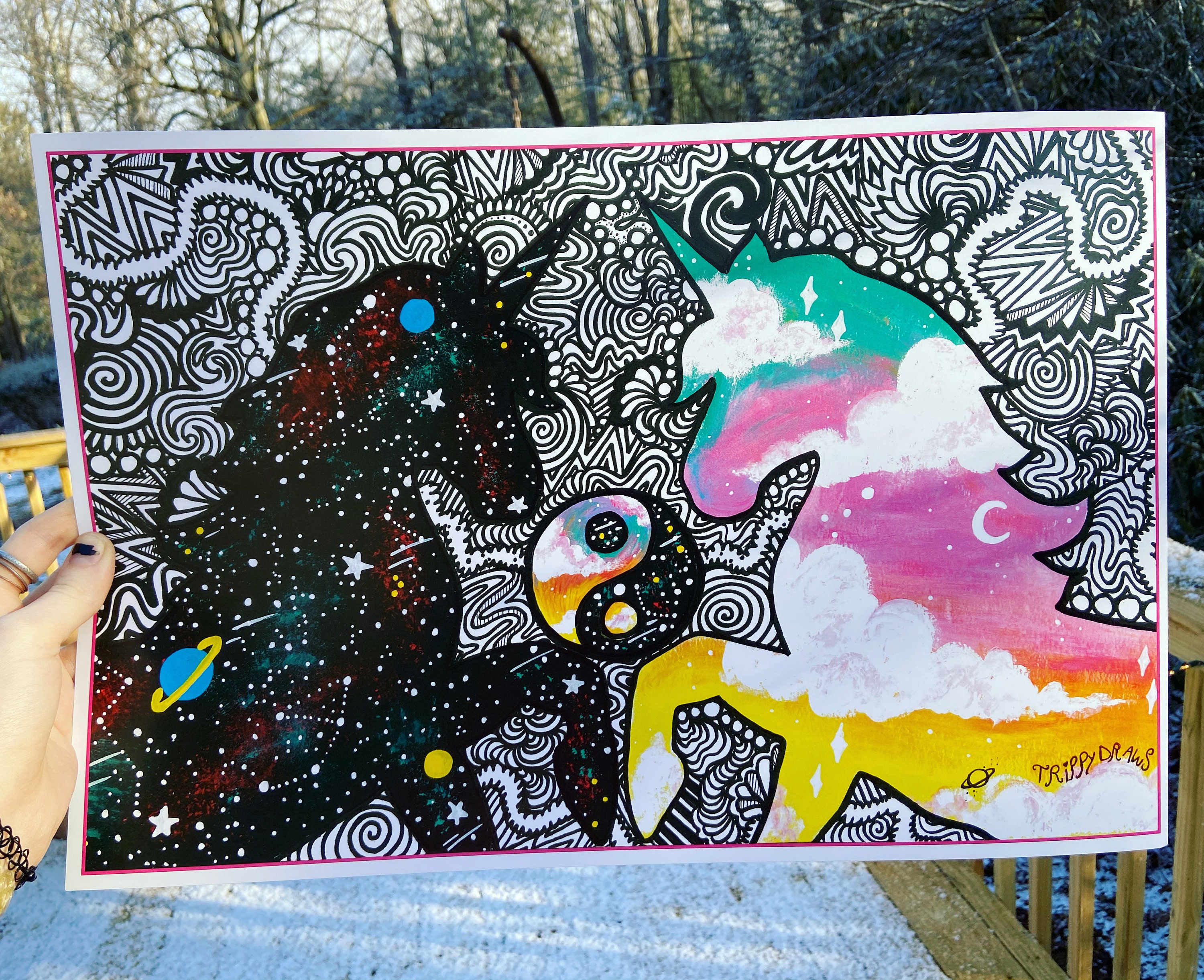 Sunset and Space Trippy Unicorn - Etsy