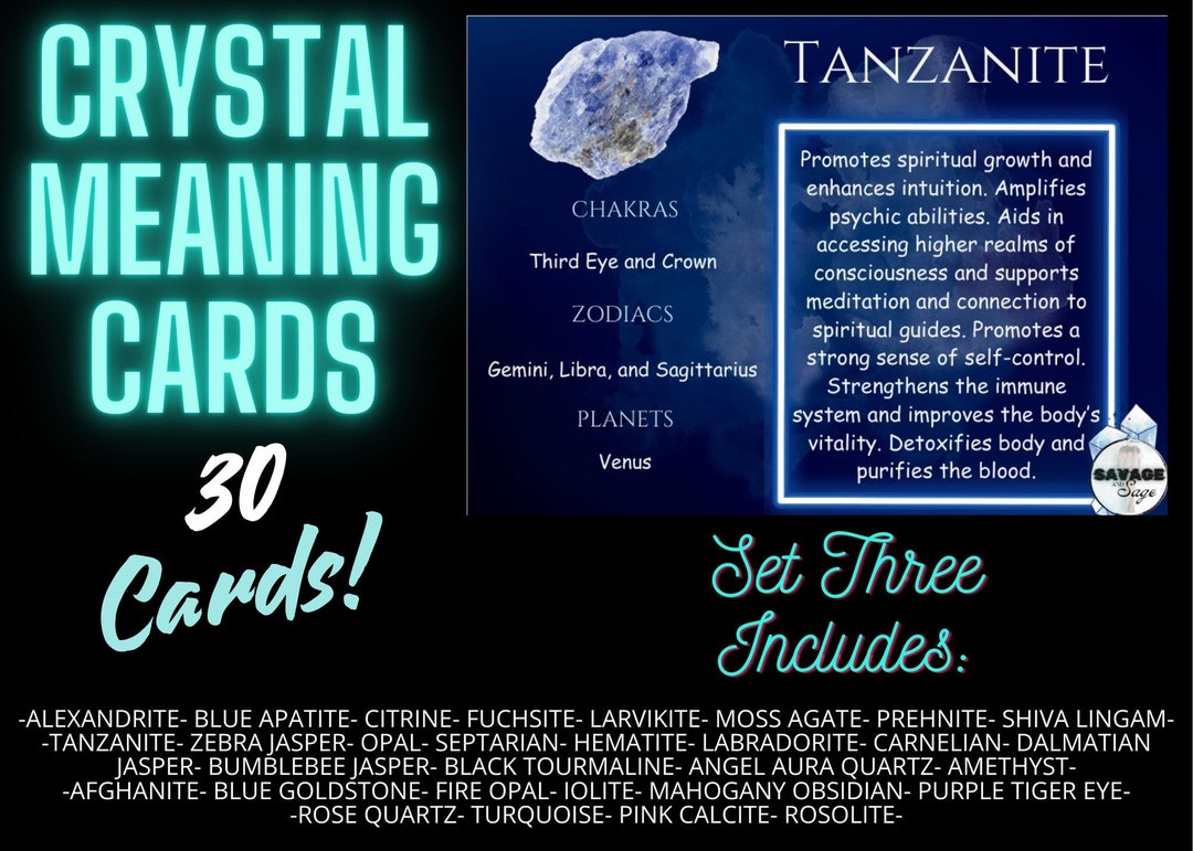 Crystal Meaning Cards, Gemstone Identification Cards, High-resolution ...