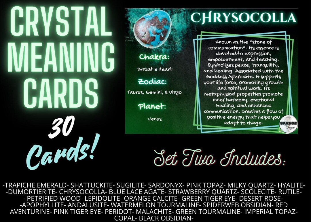 Crystal Meaning Cards, Gemstone Identification Cards, High-resolution ...