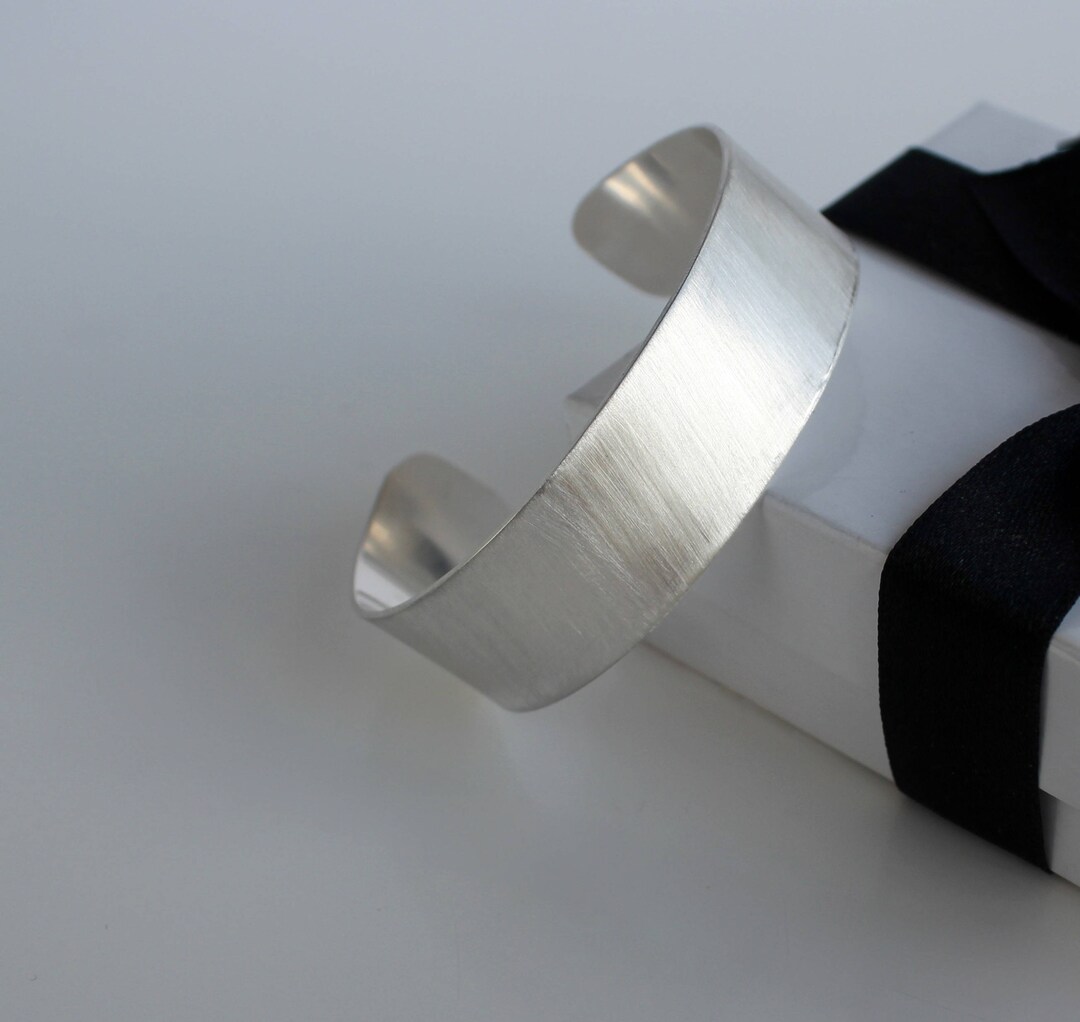 Sterling Silver Cuff Bangle, Wide Silver Cuff Bangle, Brushed Cuff ...