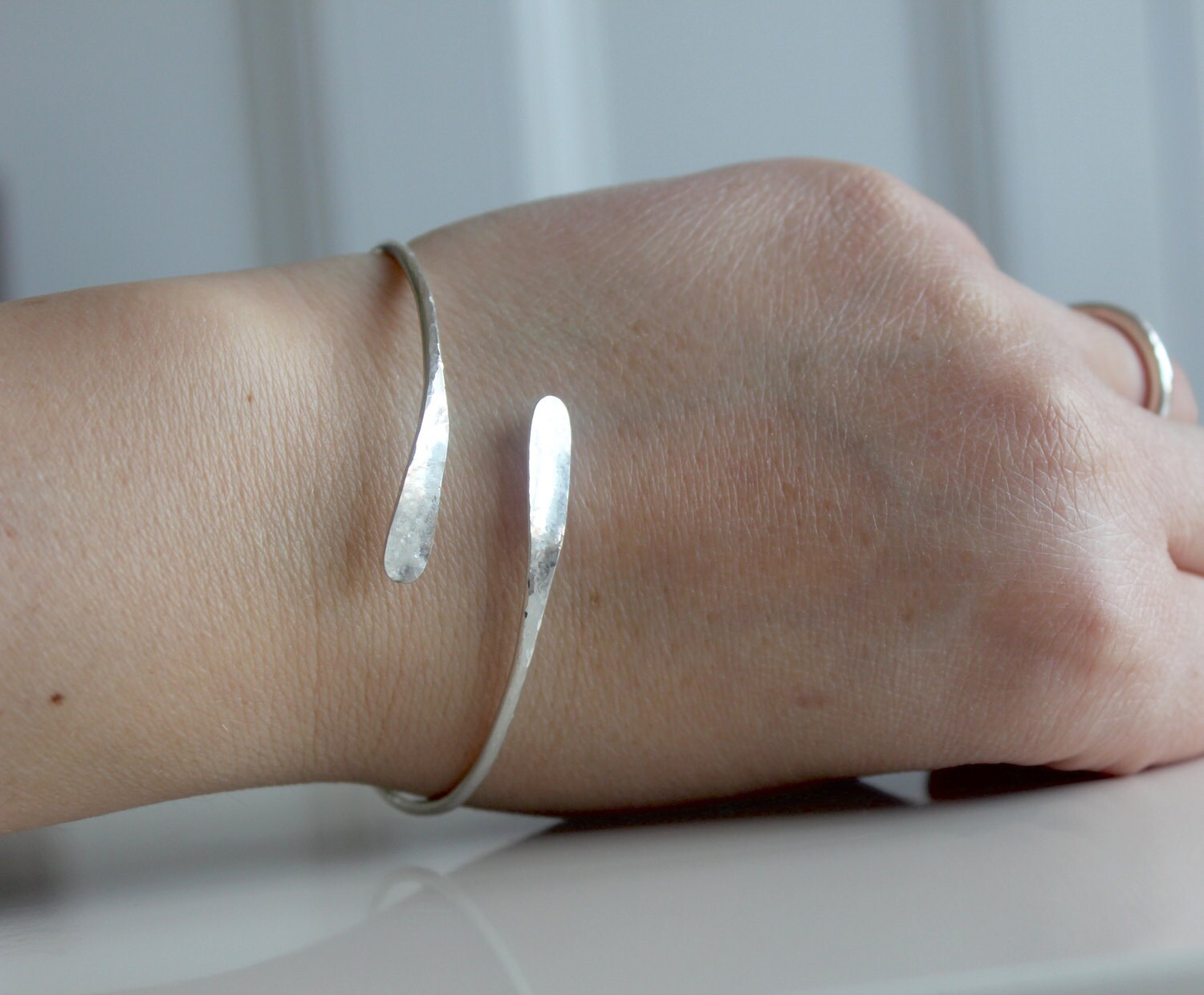 Silver Bangle Adjustable Hammered Sterling Silver Bangle - Etsy UK