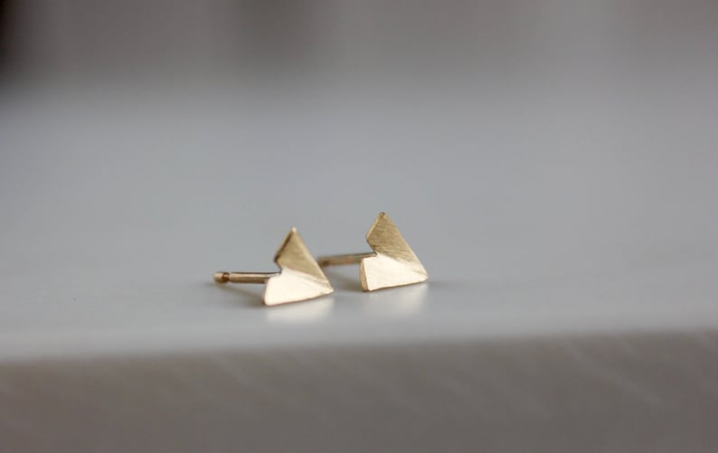 Gold Triangle Stud Earrings Solid Gold Stud Earrings | Etsy