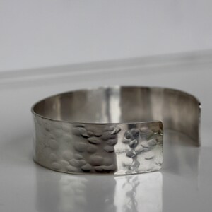 Solid Silver Cuff Bangle, Wide Silver Cuff Bangle, Hammered Silver Bangle, Open Bangle, Silver ...