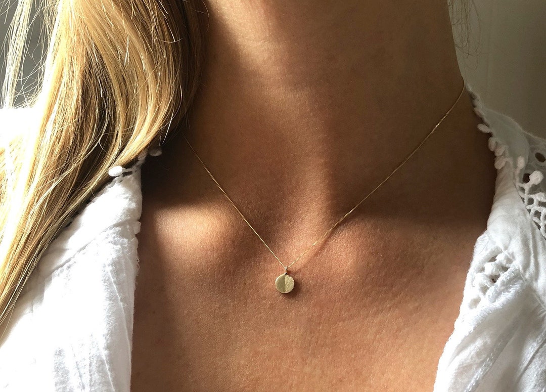 Solid Recycled Gold Disc Pendant Necklace 9 Carat Gold Charm - Etsy UK