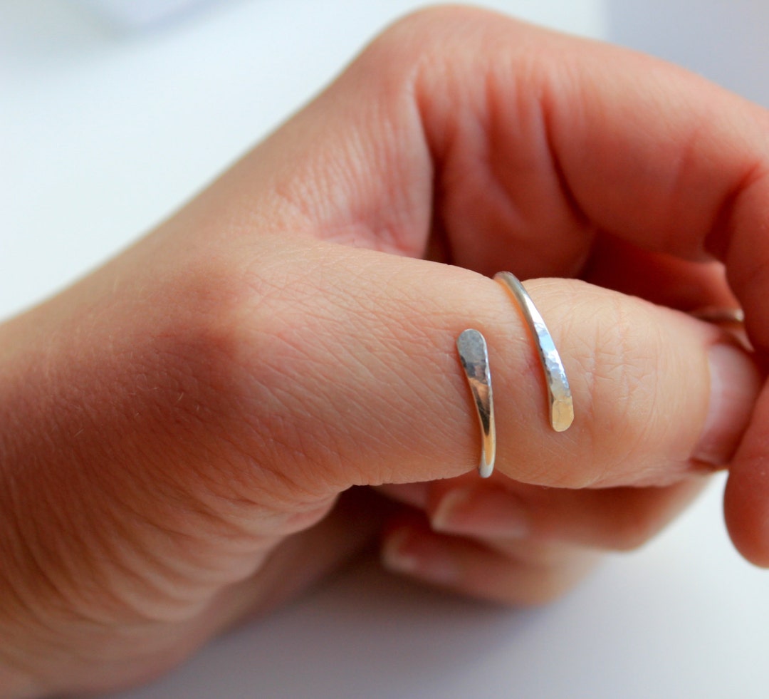 Hammered Silver Ring, Solid Silver Wrap Ring, Simple Silver Ring ...