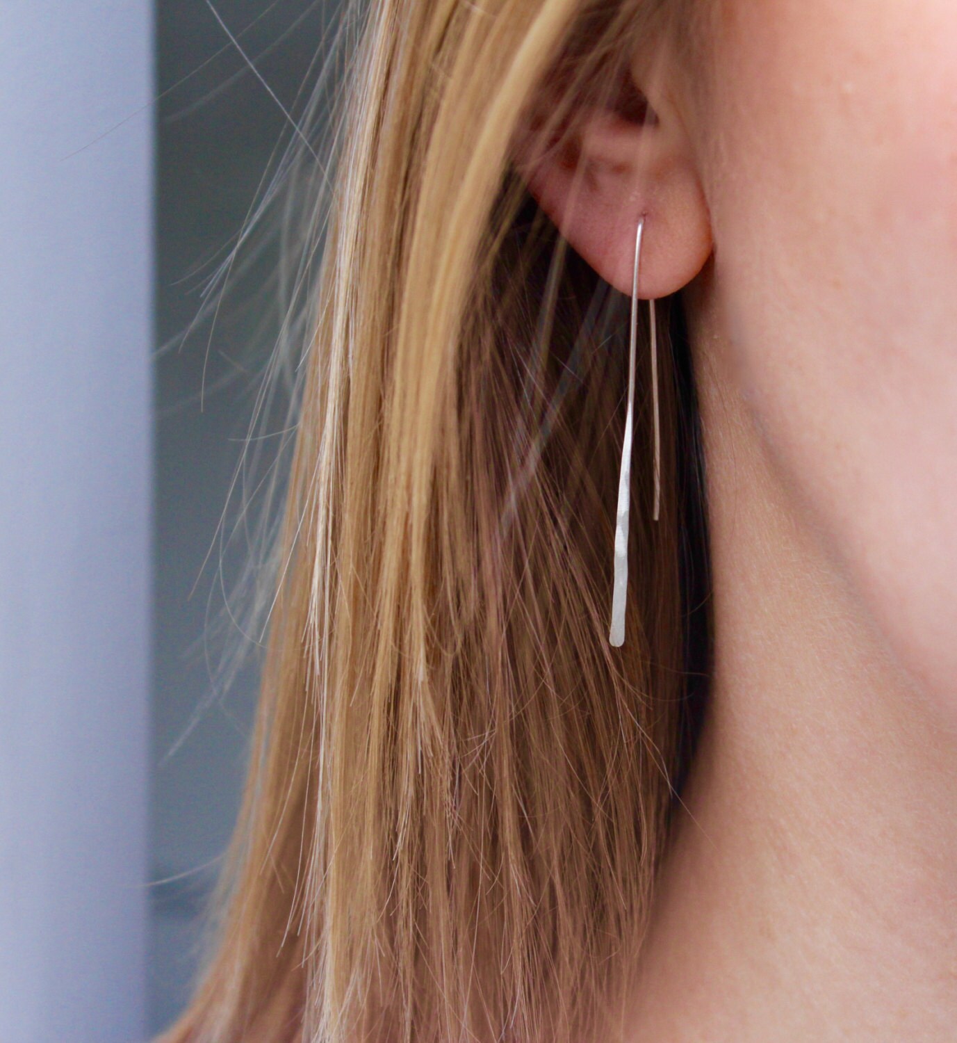 Long Threader earrings Silver Drop Earrings Gold Drop | Etsy