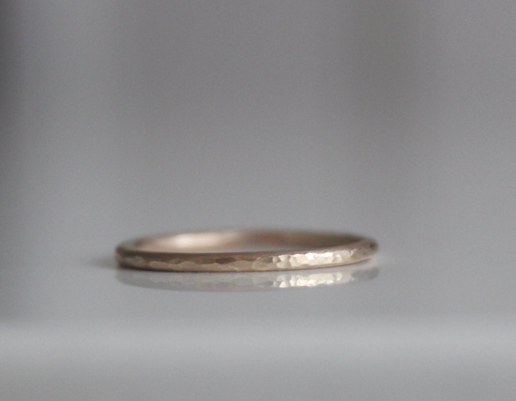 Delicate Hammered 9ct Gold Ring Solid Gold Ring Thin Gold - Etsy