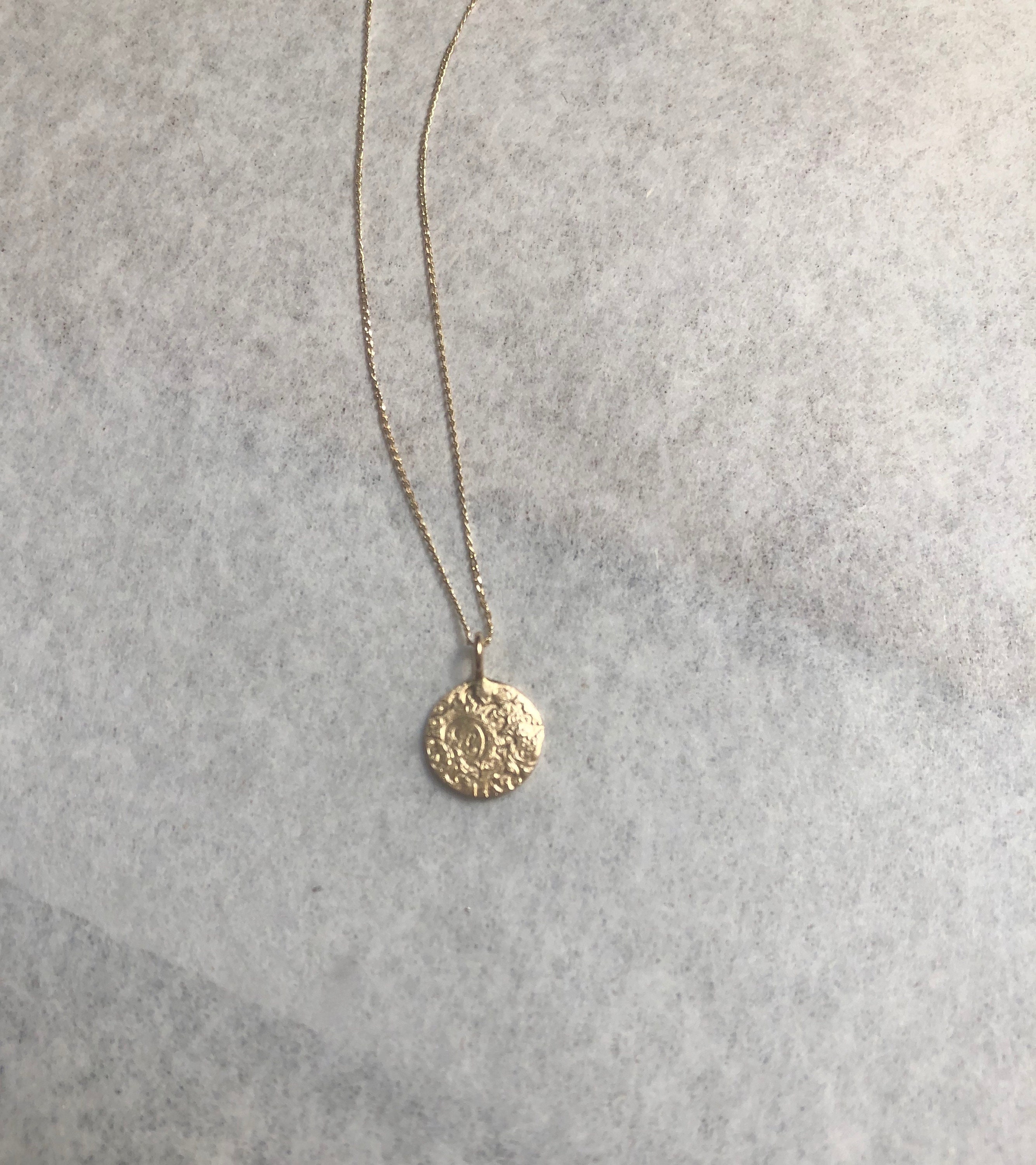 Solid gold disc pendant necklace 9 carat gold charm necklace | Etsy