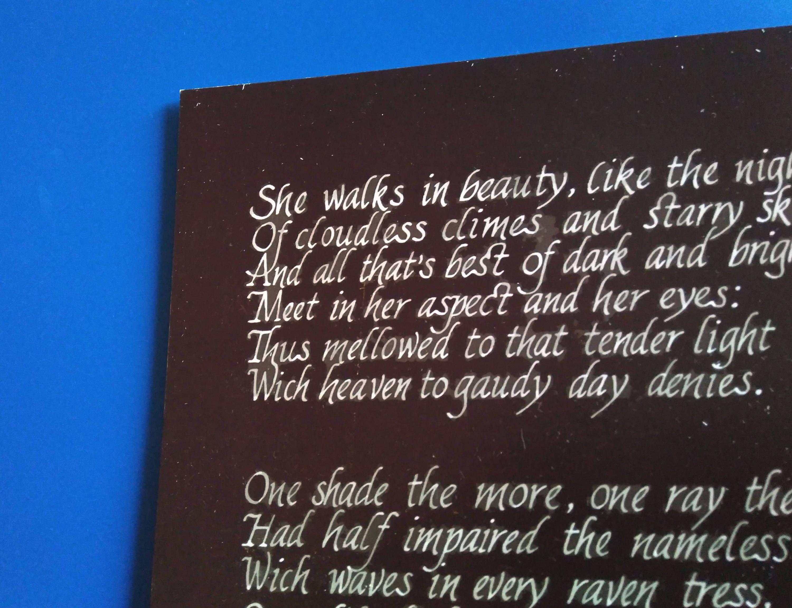 Lord Byron She walks in beauty print calligraphy handmade - Etsy España