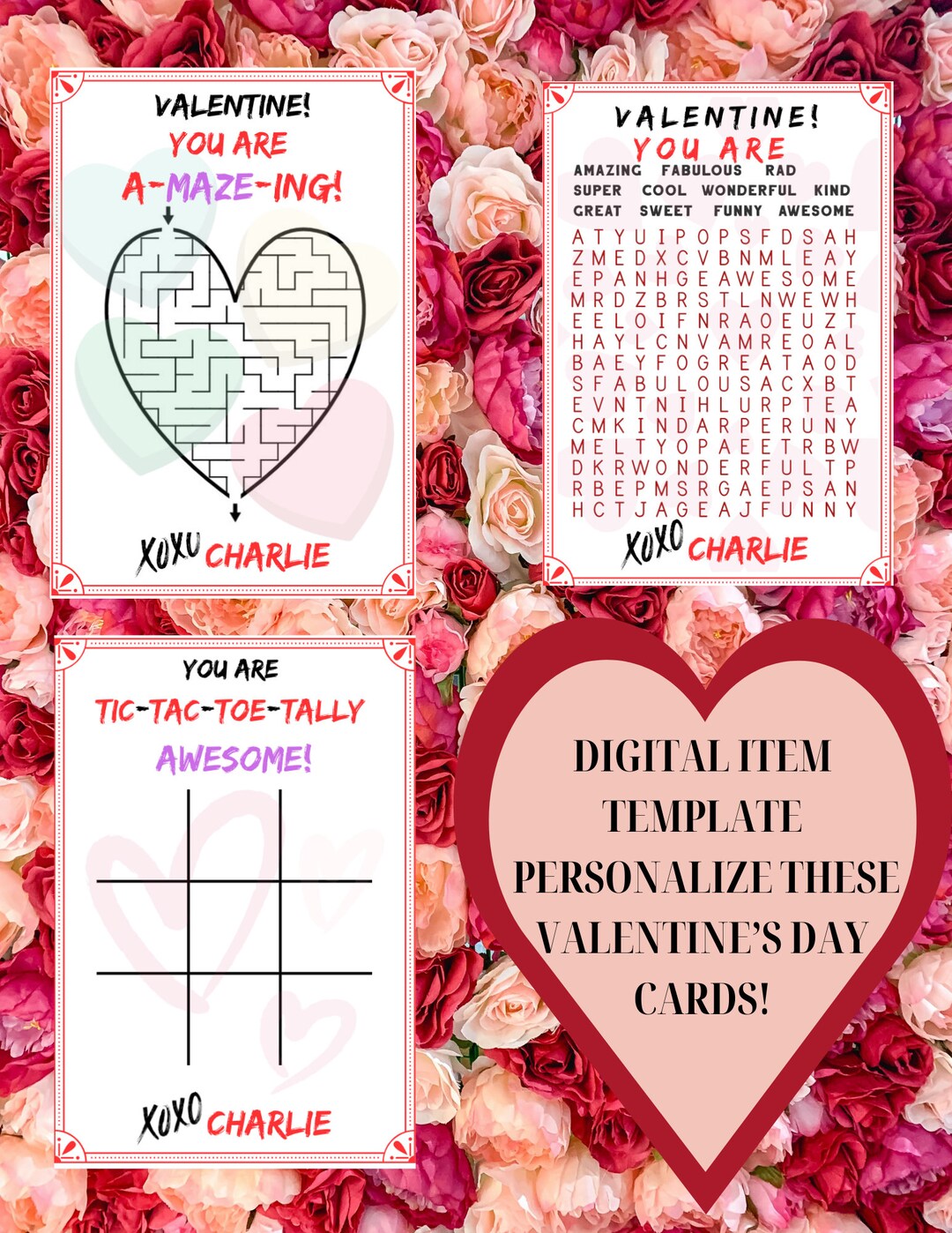 EDITABLE Printable Mini Game Valentine's Day Cards, Classroom Valentine ...